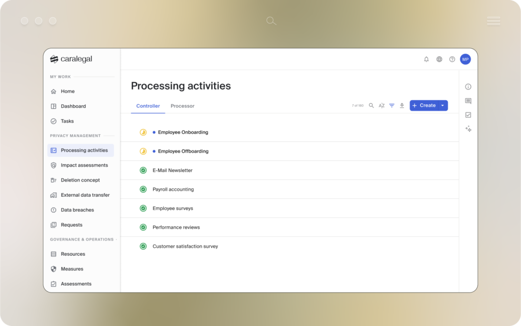 Easily create a record of processing activities